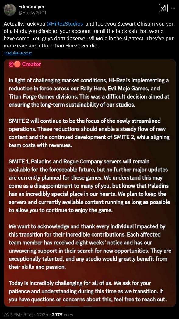 Hi-Rez Studios (Smite) sur la pente descendante